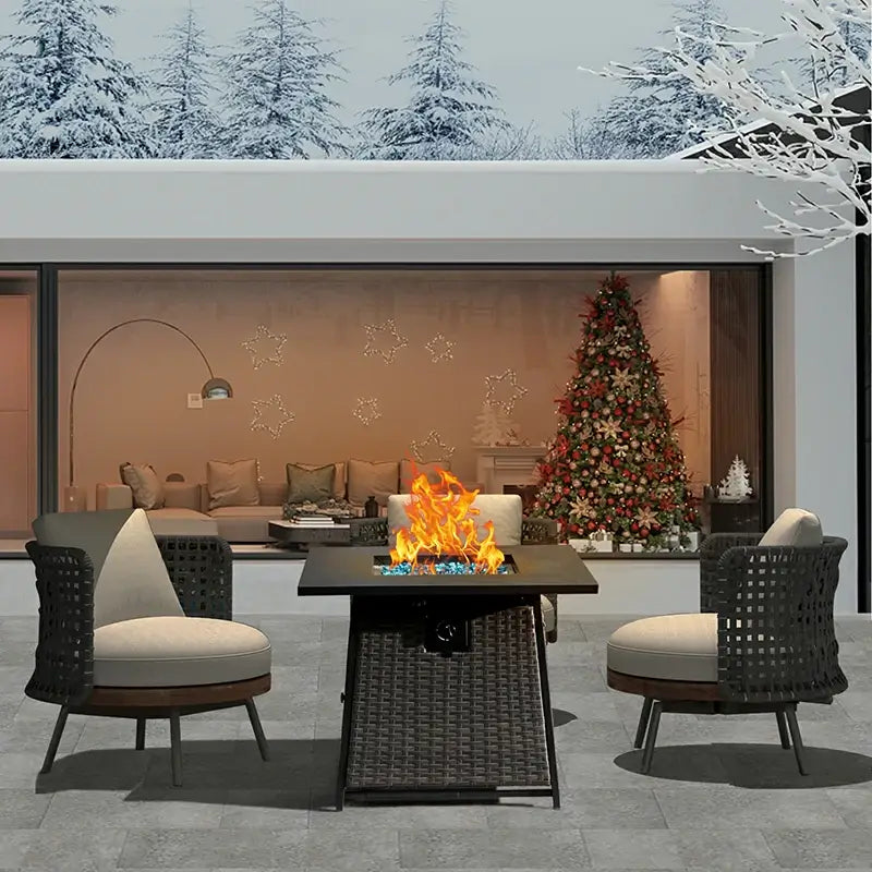 Domi Propane Fire Pits Square Table 50,000 BTU Outdoor Gas Fire Pit ...